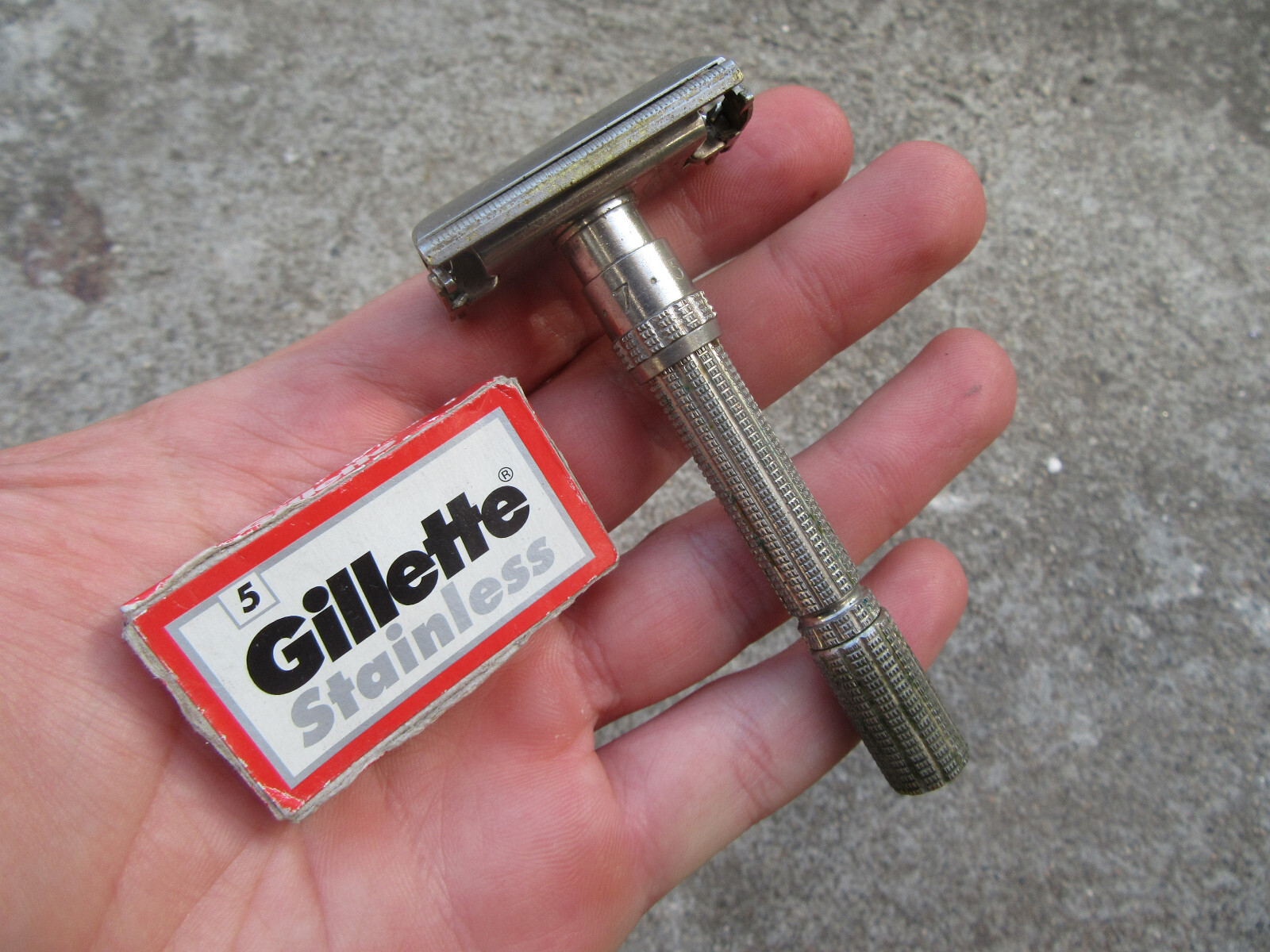 VTG SLIM GILLETTE 1965 GILLETTE ADJUSTABLE 1-9 SAFETY RAZOR K3 K-3 USA ...