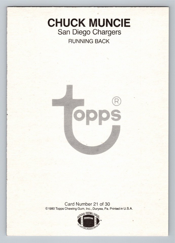 Chuck Muncie 1980 Topps Super #21 MINT | eBay