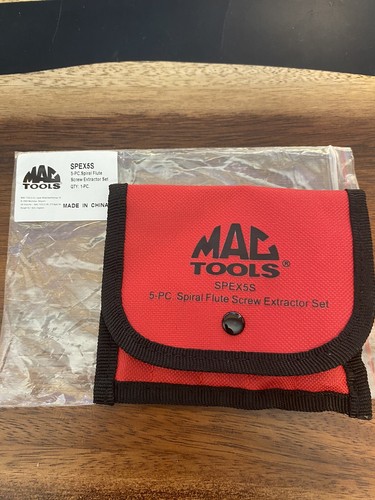 2 Mac Tools 5 PC Screw Extractor Set Spiral Flute SPEX5S & Straight ...