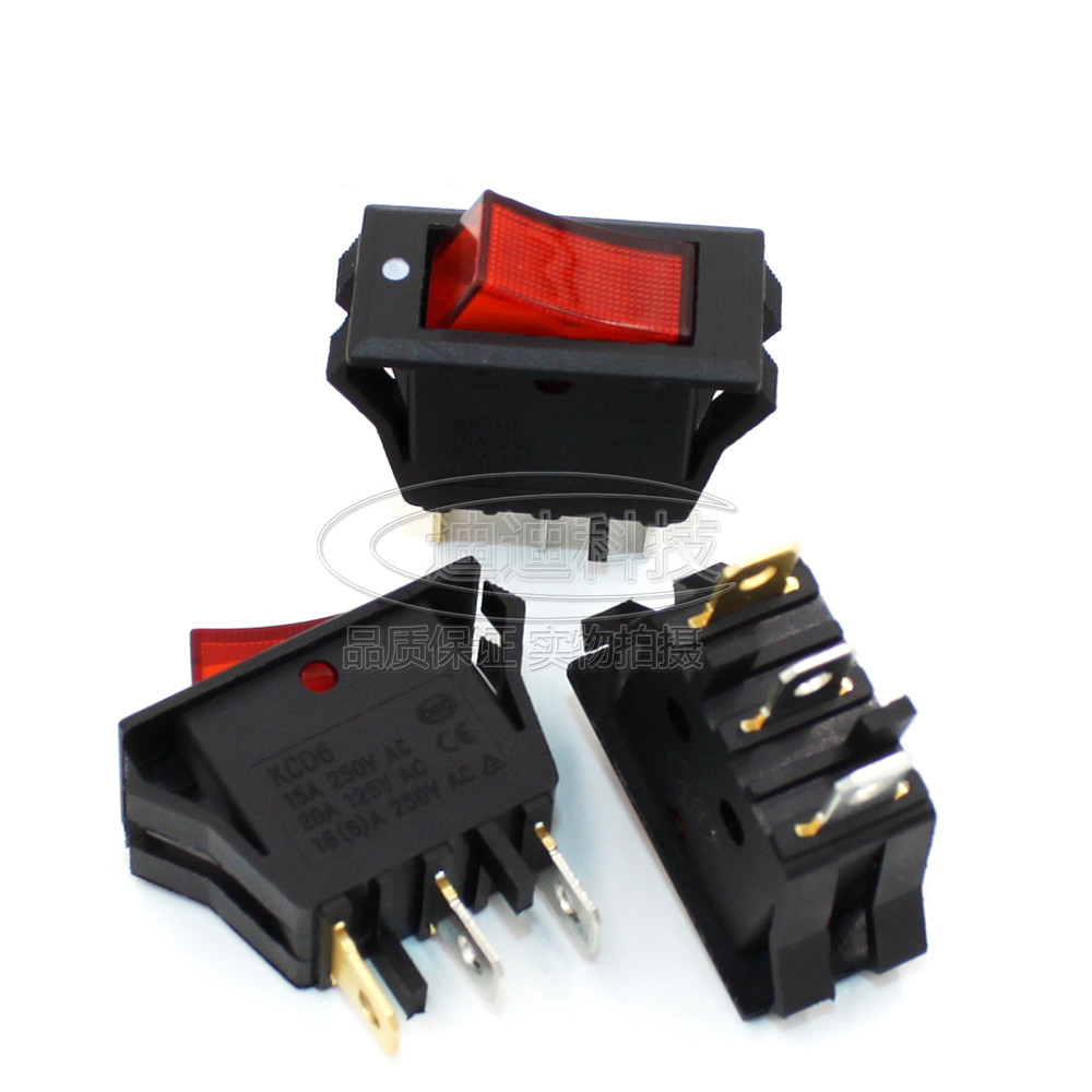 Red Green illuminated Rectangle Rocker Switch On-Off 3Pin 16A 250V SPDT ...