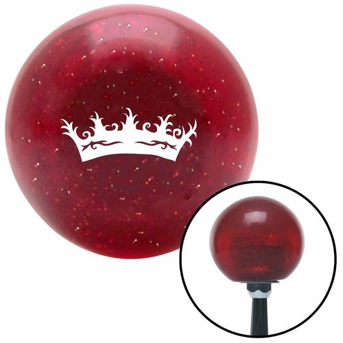 White Prince Crown Red Metal Flake Shift Knob with 16mm x 1.5 Insert ...