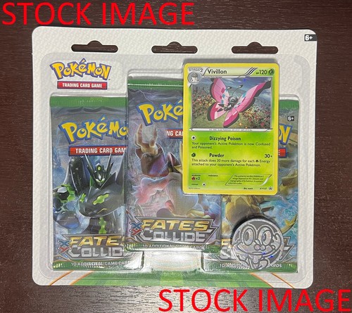 POKEMON XY Fates Collide Vivillon Factory Sealed 3-PACK BOOSTER BLISTER ...