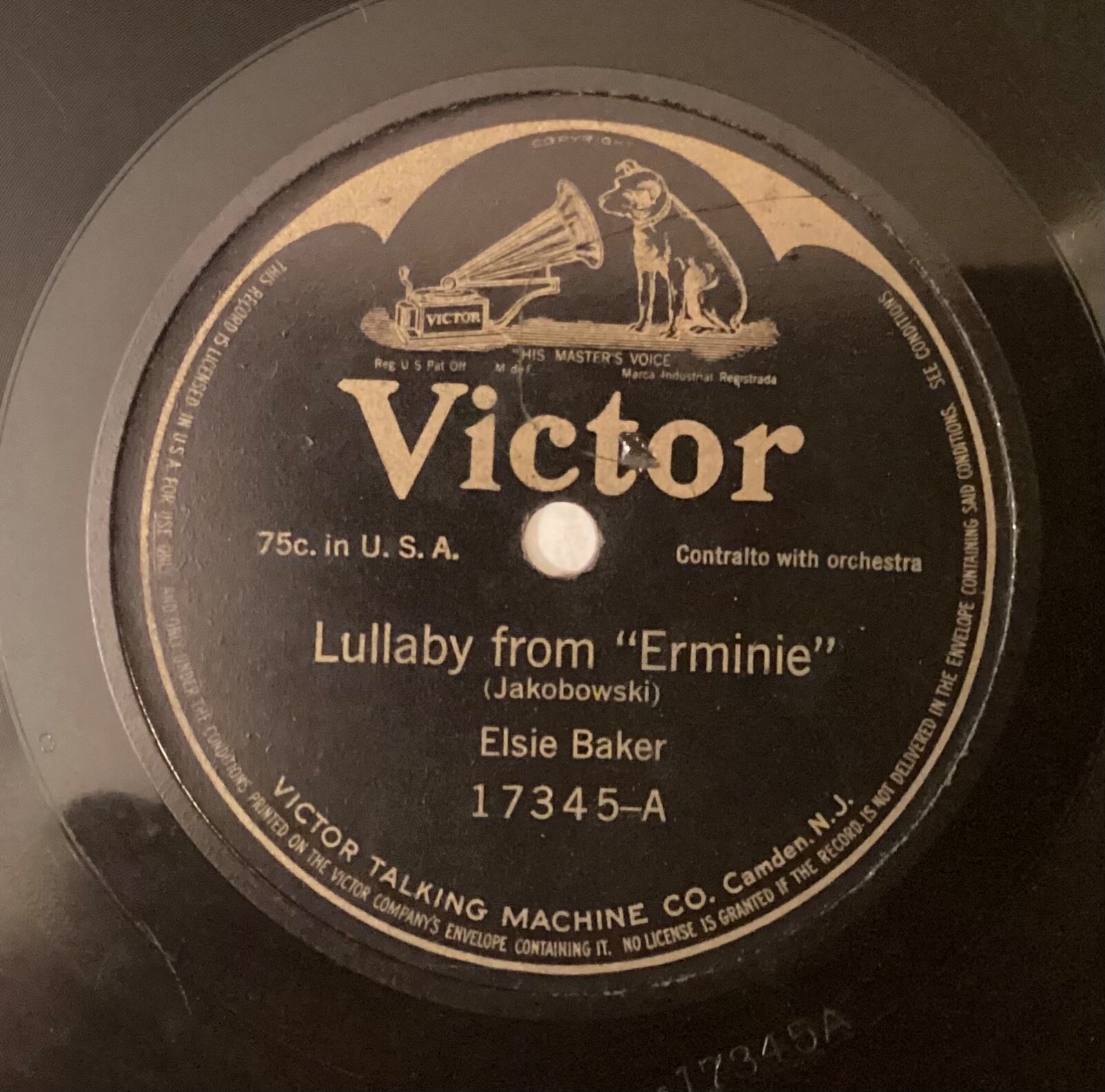 Elsie Baker – 78 rpm Victor 17345: Erminie-Lullaby/OLIVE KLINE: The Message | eBay