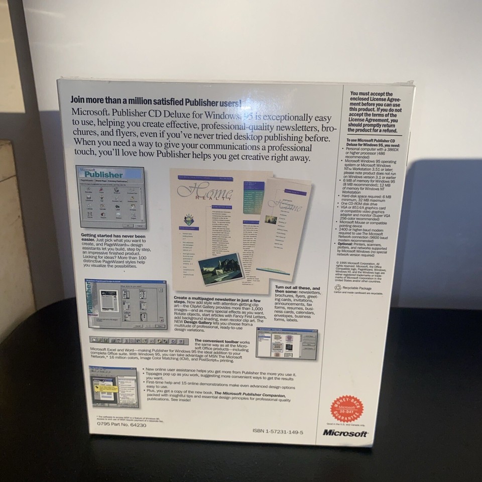 Microsoft Publisher CD Deluxe Designed for Windows 95 w/ CD-ROM Key ...