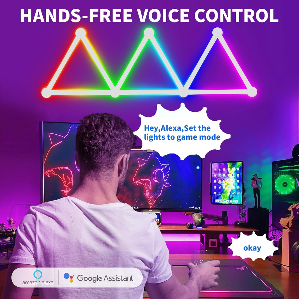 RGB Wall Light LED Splicing Gaming Lights Backlit Modular Wi-Fi Lights ...