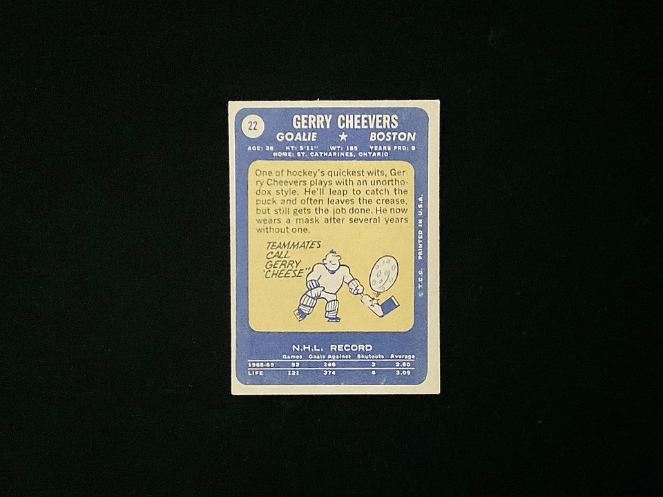 GERRY CHEEVERS ~ 1969-70 Topps #22 Boston Bruins EX+ NM 🏒 | eBay
