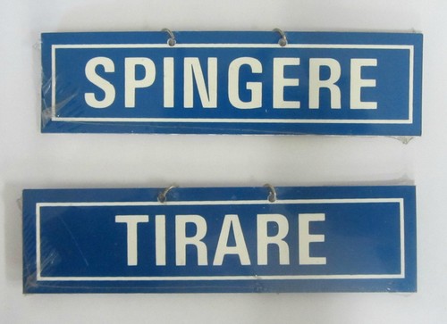 Targhetta segnaletica Tirare / Spingere in plastica blu 4x15 cm con ...