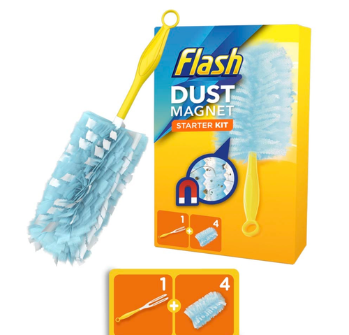 FLASH Dust Magnet Duster STARTER KIT with 1 HANDLE & 4 REFILLS - Free ...