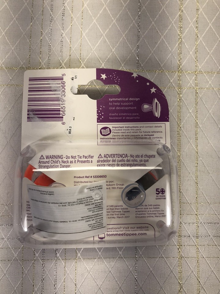 Tommee Tippee Baby Newborn Night Time Binky Ortho Pacifier 0-6m 2Pk Boy ...