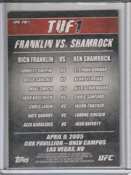 2010 Topps UFC Fight Poster The UltImate Fighter 1 Finale #FPR-TUF1 | eBay