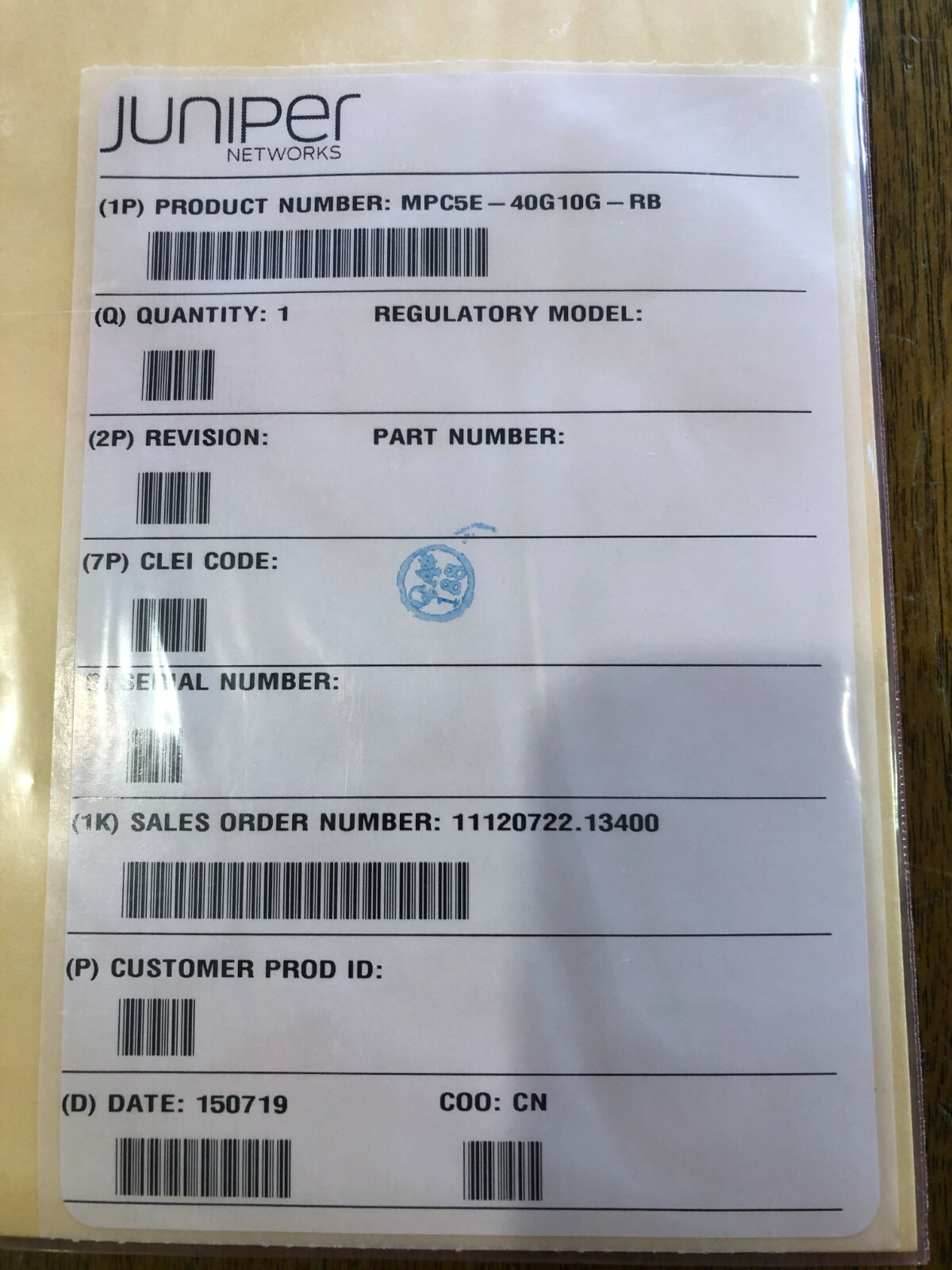 Juniper MPC5E-40G10G-RB 6-port 40G or 24-port 10G; full scale L3 and ...