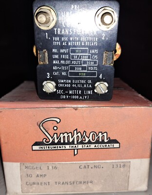 Simpson Model 186 Current Transformer 30A Cat. Number: 01318 NIB | eBay