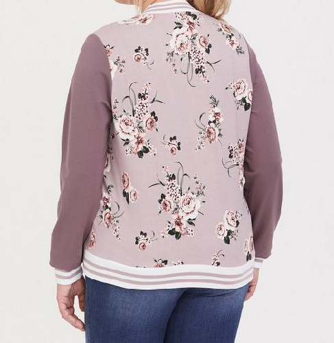 NWT TORRID Mauve Floral Ponte Bomber Style Jacket * Size 4 / 4x 26 MSRP ...