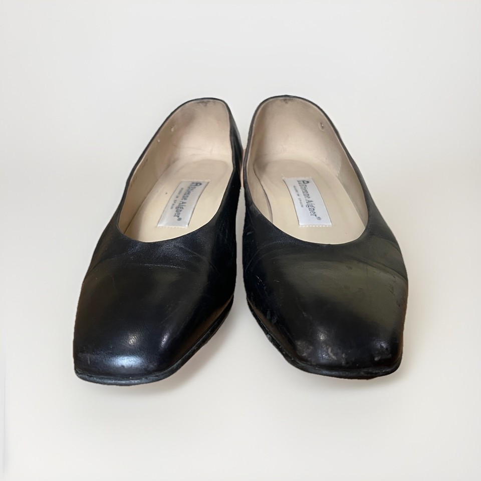 Vtg Etienne Aigner Taylor Classic Pumps Block Heels Black Leather Spain ...