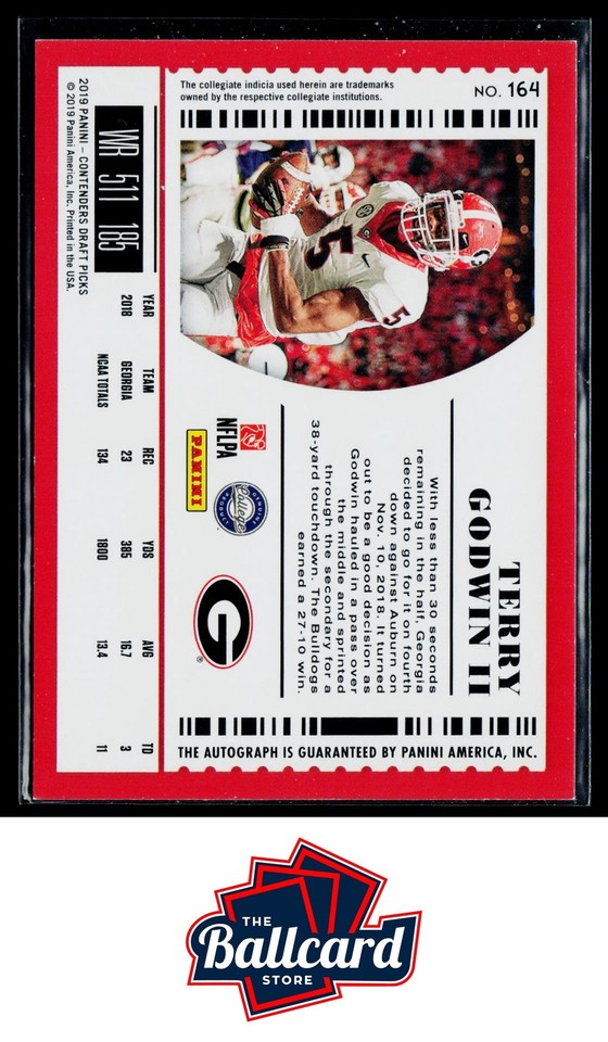 2019 Panini Contenders Draft Picks Collegiate #164 Terry Godwin II | eBay