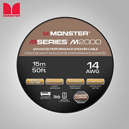 Monster Compact High Performance XP Speaker Wire Cable Spool - Oxygen ...
