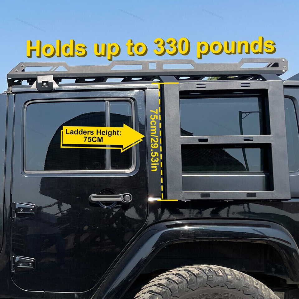 Roof Rack Cargo Basket Steel With 2 Side Ladders For 2018-2024 Jeep ...