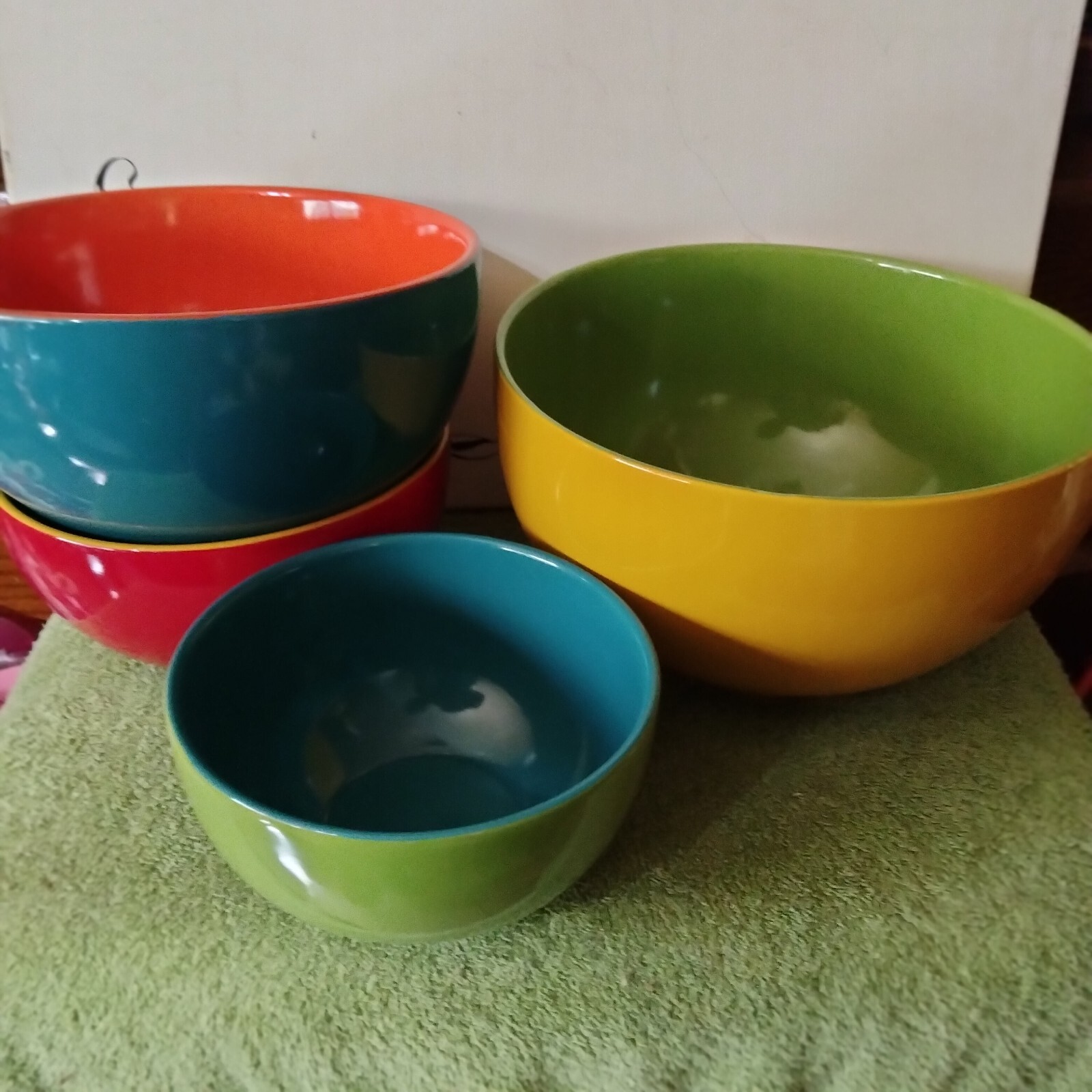 SCM Design Stoneware Set of 4 Multi-Colored Nesting Mixing Bowls Fiesta ...