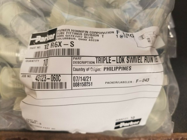 Parker Triple-lok 12 R6x-s Swivel Nut Run Tee for sale online | eBay
