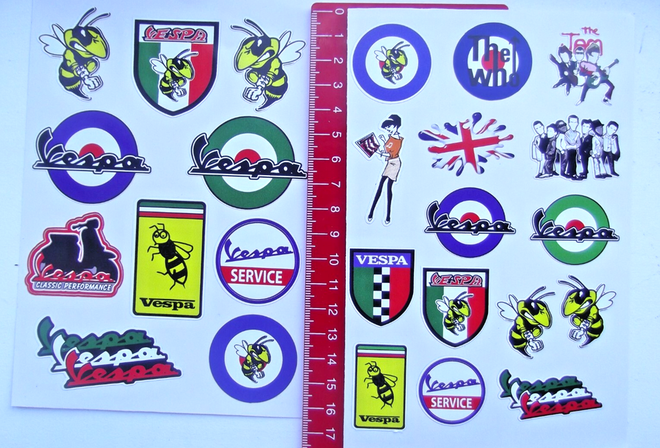 5 SHEETS VESPA LAMBRETTA SKA MOD scooter STICKERS OR CHOOSE ANY 5 ...