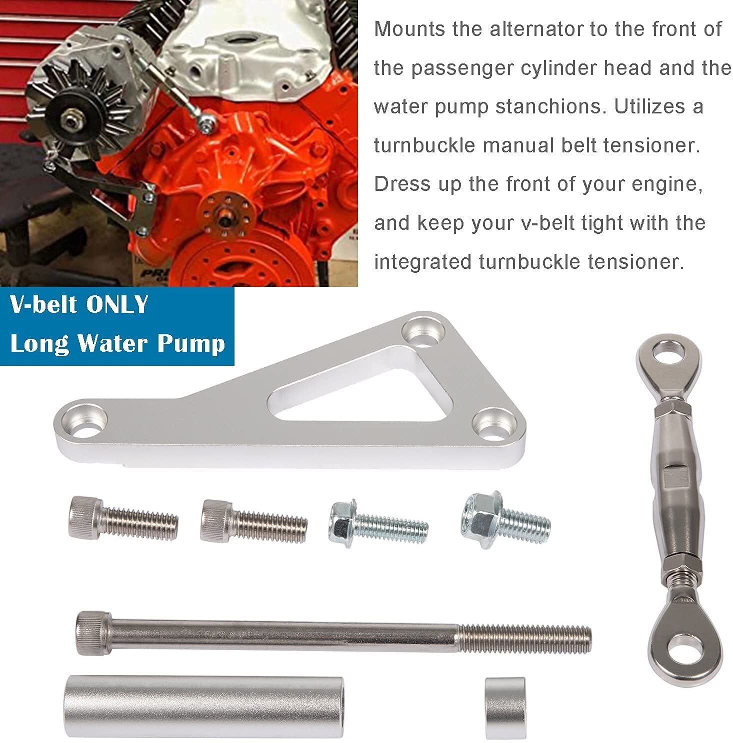 551411 Billet Small Block Chevy SBC LWP Passenger Turnbuckle Alternator ...