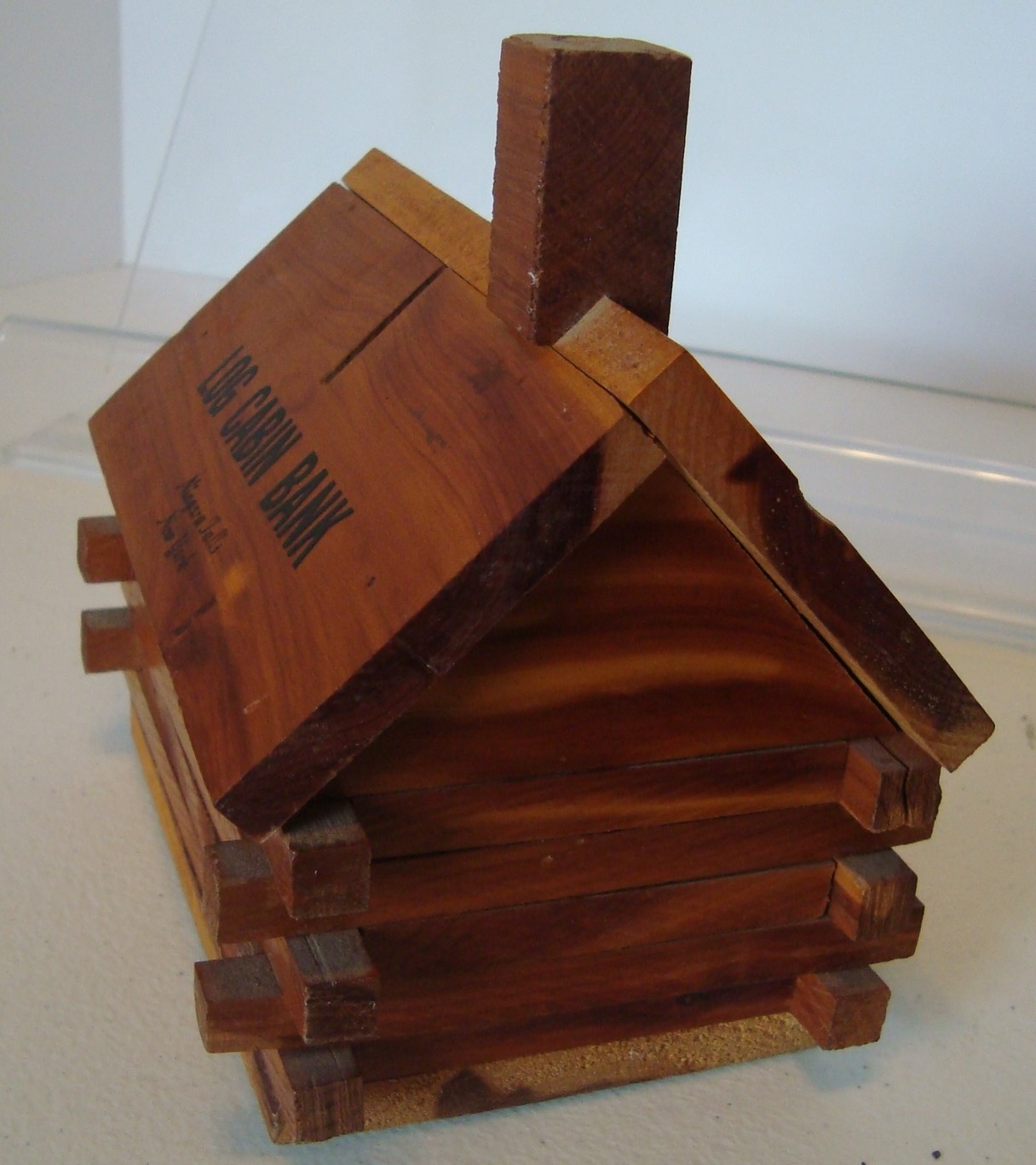 Vintage Solid Wood Handmade Log Cabin Coin Money Piggy Bank! Rustic-c1 ...