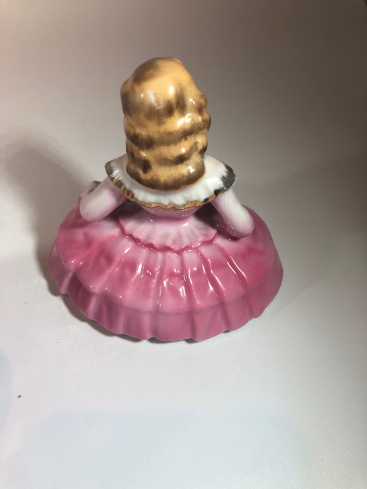 VINTAGE POWDER JAR VICTORIAN LADY HALF DOLL ART DECO GIRL PORCELAIN ...