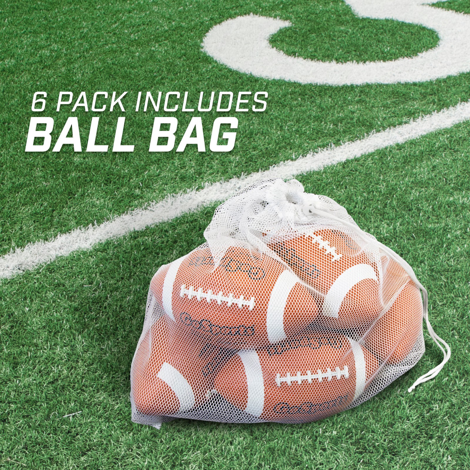 GoSports Rubber Footballs Six Pack of Youth Size Balls with Pump ...
