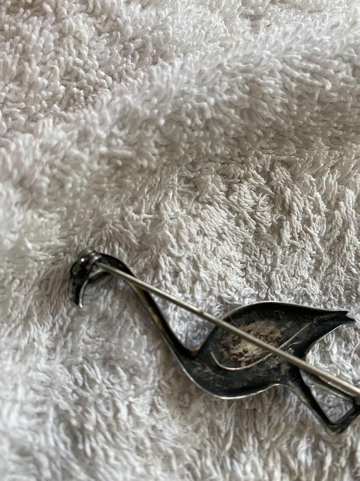 Vintage Sterling Pin Flamingo Bird - Gem