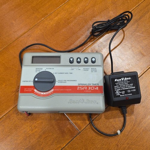 Rain Bird Automatic Sprinkler Timer ISA-304 4 Station Controller w/ Power Supply | eBay