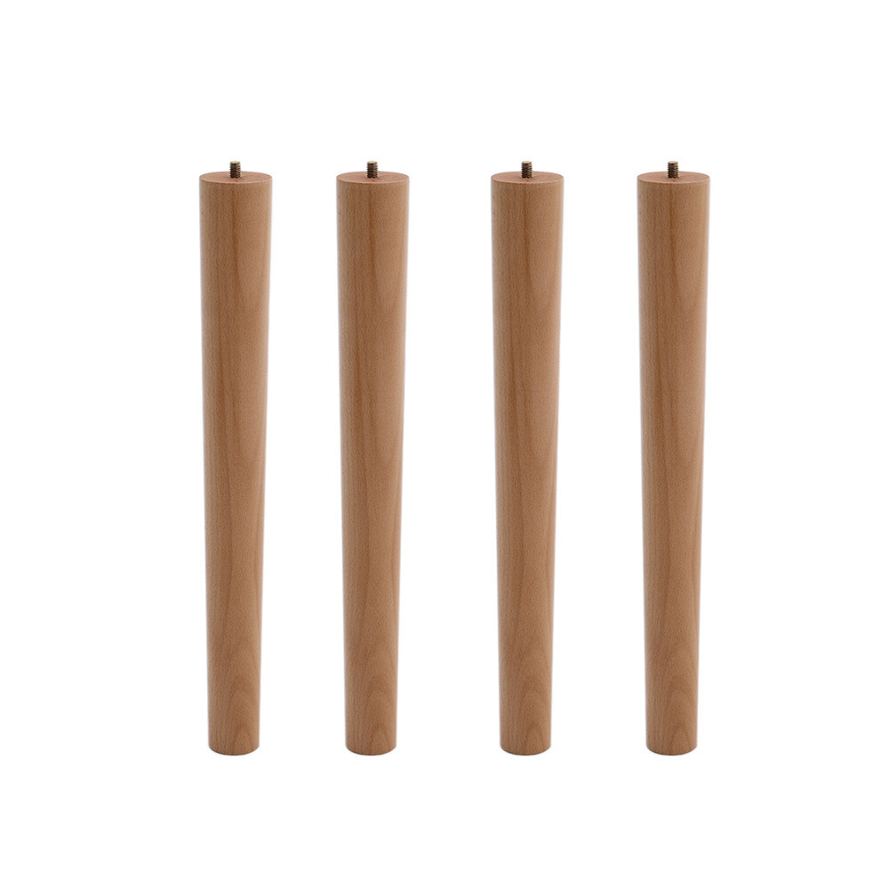 4Pcs Beech Wood Furniture Legs Table Stool Natural Round Tapered Feet ...