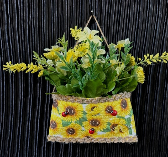 DECOUPAGE POCKET POSIE SUNFLOWER POCKET POSIE TIN CAN WALL HANGER ...