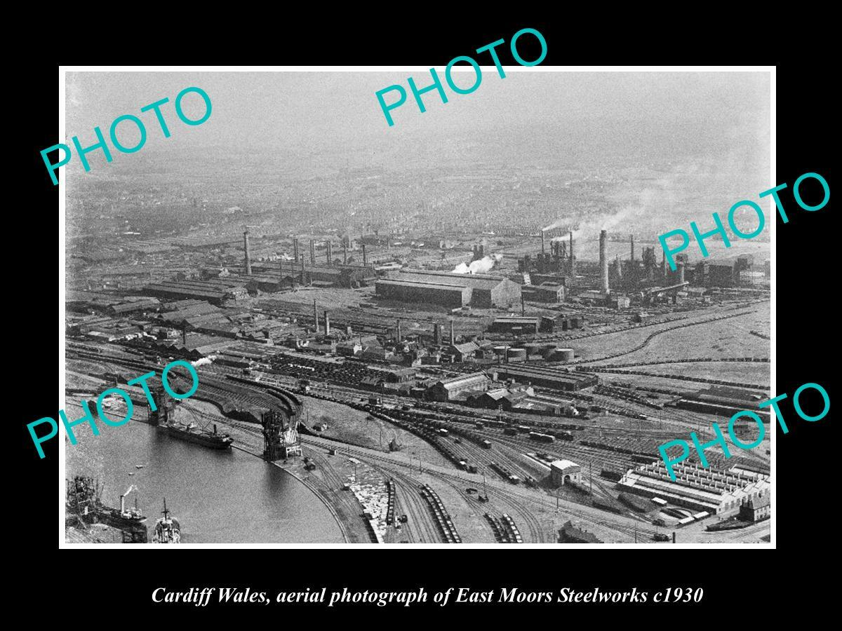 OLD POSTCARD SIZE PHOTO CARDIFF WALES, THE EAST MOORS STEELWORKS c1930 ...