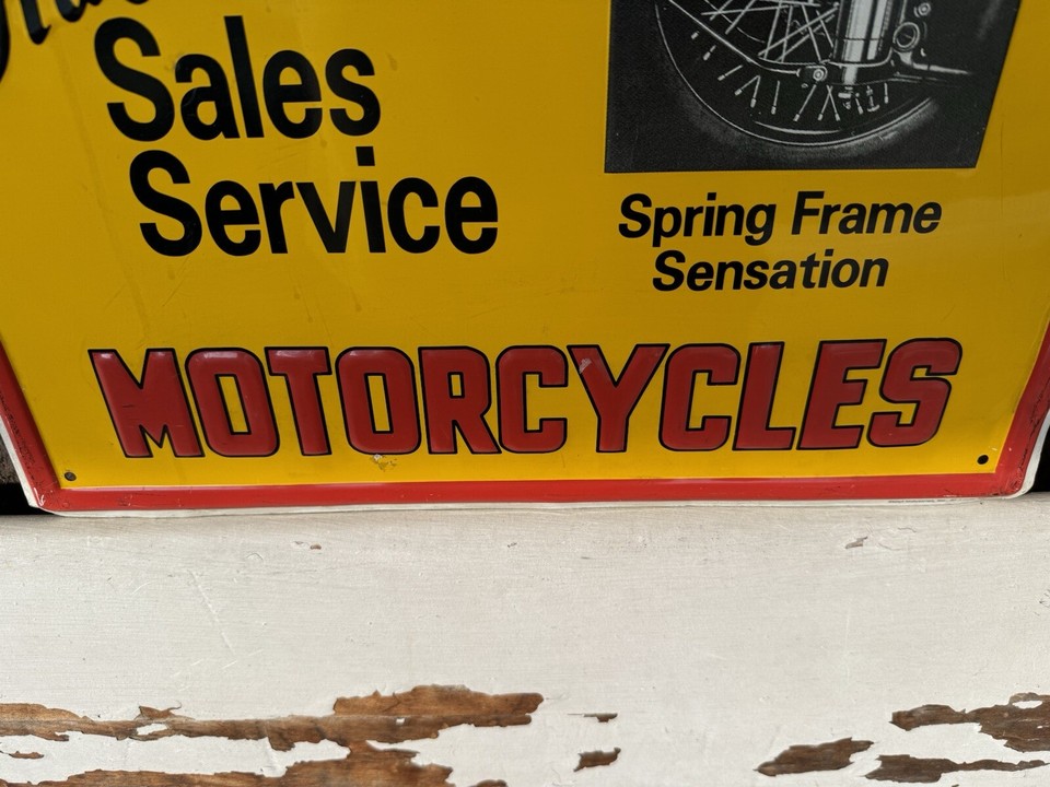 Vintage Indian Motorcycle Sign Single Side Painted Embossed | eBay