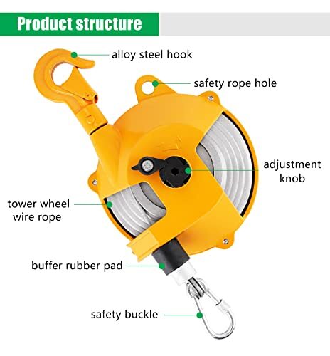 Retractable Spring Balancer Hanging Tool Spring 3~5kg(6.6~11lbs) Yellow ...