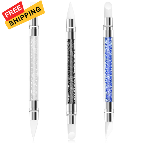 3PCS Silicone Nail Brush, Dual Tipped Nails Carving Tool, Rhinestone ...