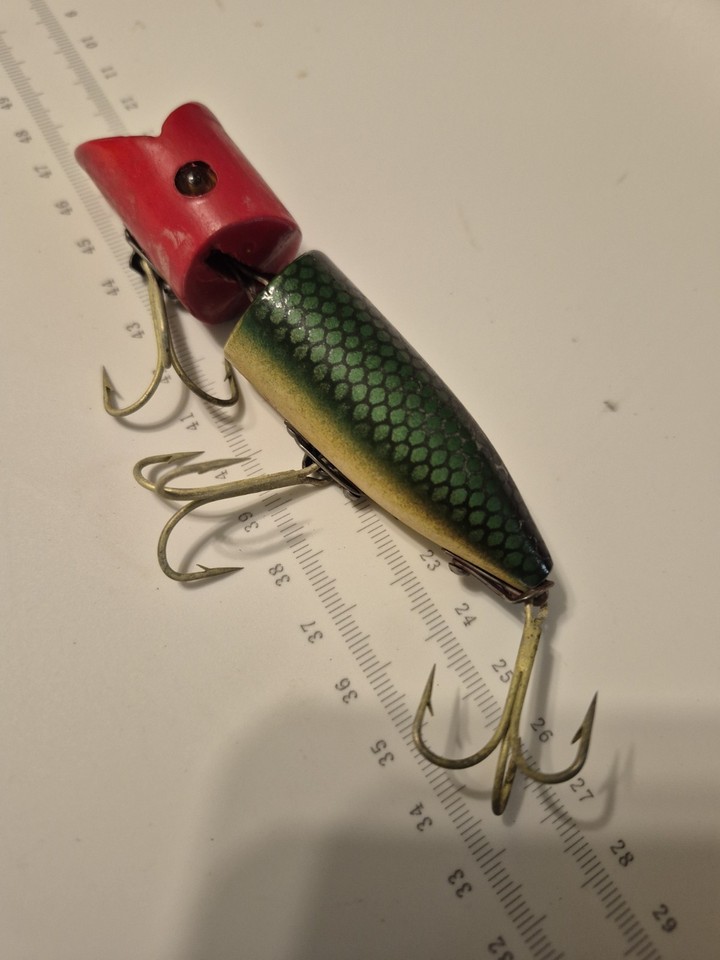 Heddon-Dowagiac 4" Wood Tad Polly Glass Eyes L-Rig Crackle-Back Fishing ...