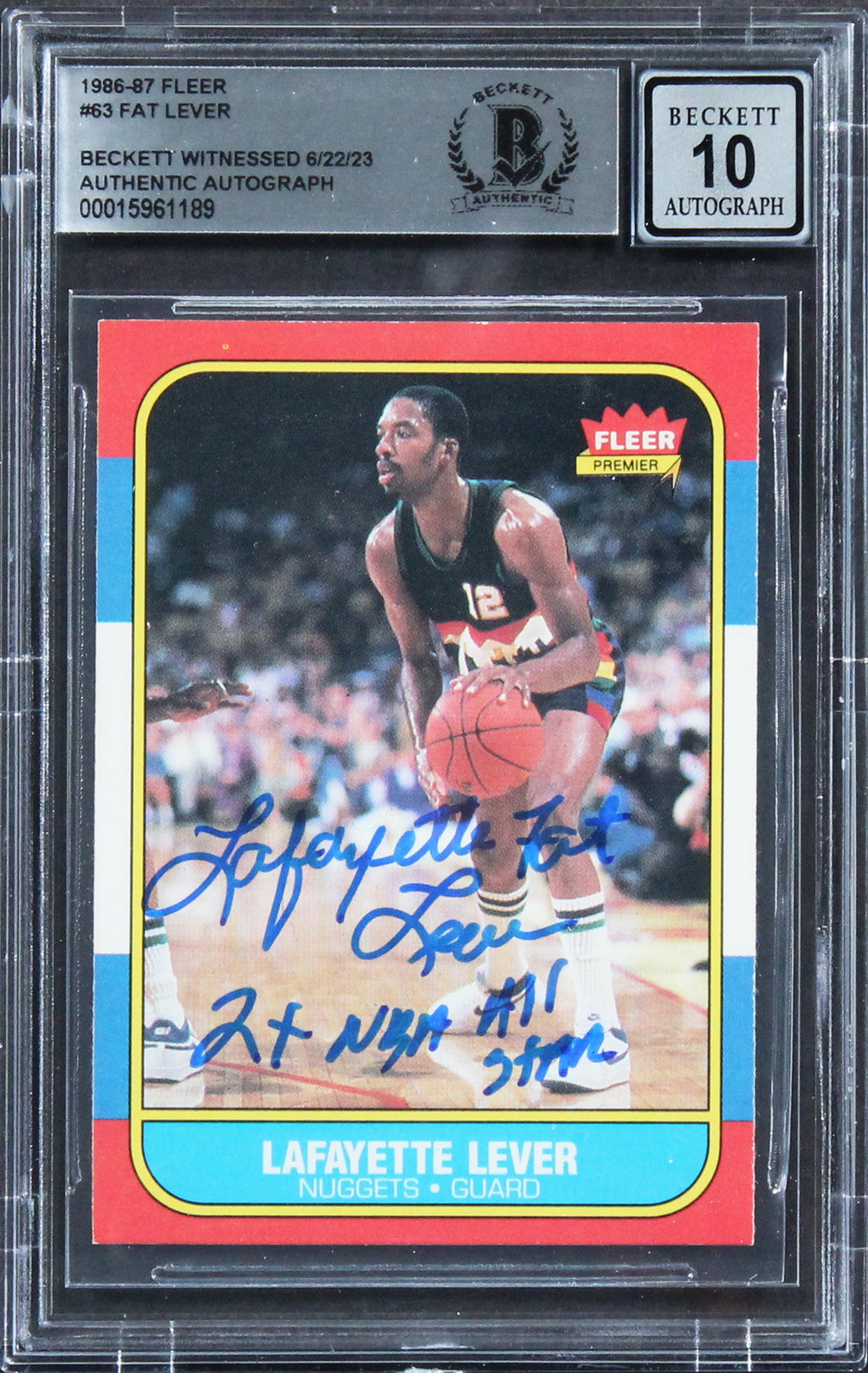 Lafayette "Fat" Lever "2x All Star" Signed 1986 Fleer #63 Card Auto 10 ...