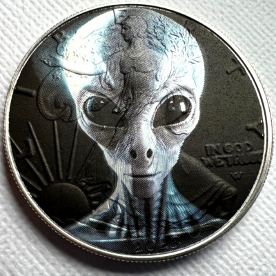 Extra Terrestrial -UFO - Alien American Silver Eagle 1oz .999 Silver ...