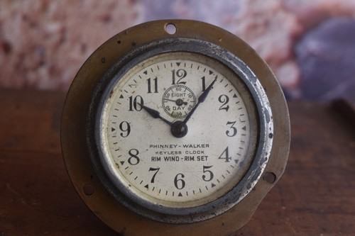 Antique 1912 Rim Wind Keyless PHINNEY WALKER Auto Car 8 Day Clock | eBay
