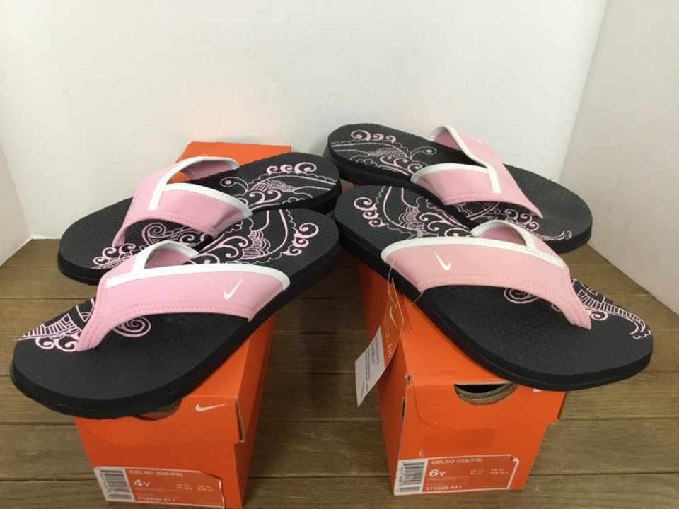 Nike Celso (GS/PS) Girls sandal/flip flop style#318238 611 pink/white ...