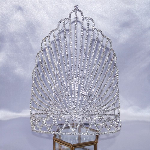 HOT Tall Crystal Huge Tiara Crown Queen Wedding Bridal Queen Pageant ...