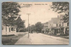 Second Street POCOMOKE CITY Maryland Antique Albertype Postcard 1921 | eBay
