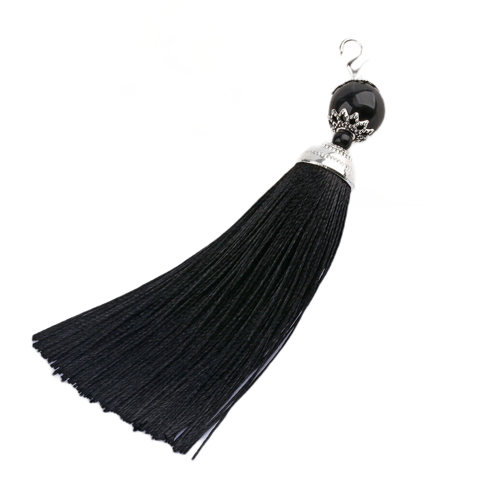 Large Key Tassels 11cm Long Pack Silky Bead Cushion Curtain Craft ...