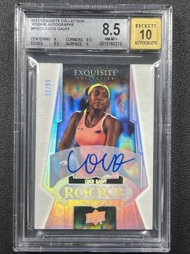 COCO GAUFF BGS 8.5 2021 UD EXQUISITE COLL ROOKIE AUTOGRAPH RC AUTO 02/ ...
