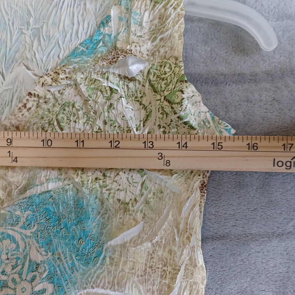 Komarov Dress Sz L Crinkle Mermaid Hem Sleeveless Vneck Flounce Party ...