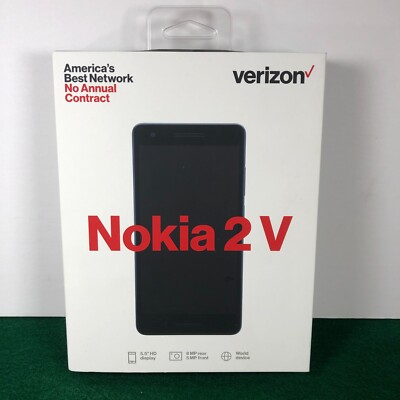 Nokia 2V Blue,Silver Verizon (Single Sim) Prepaid Smart Phone 5.5" HD ...