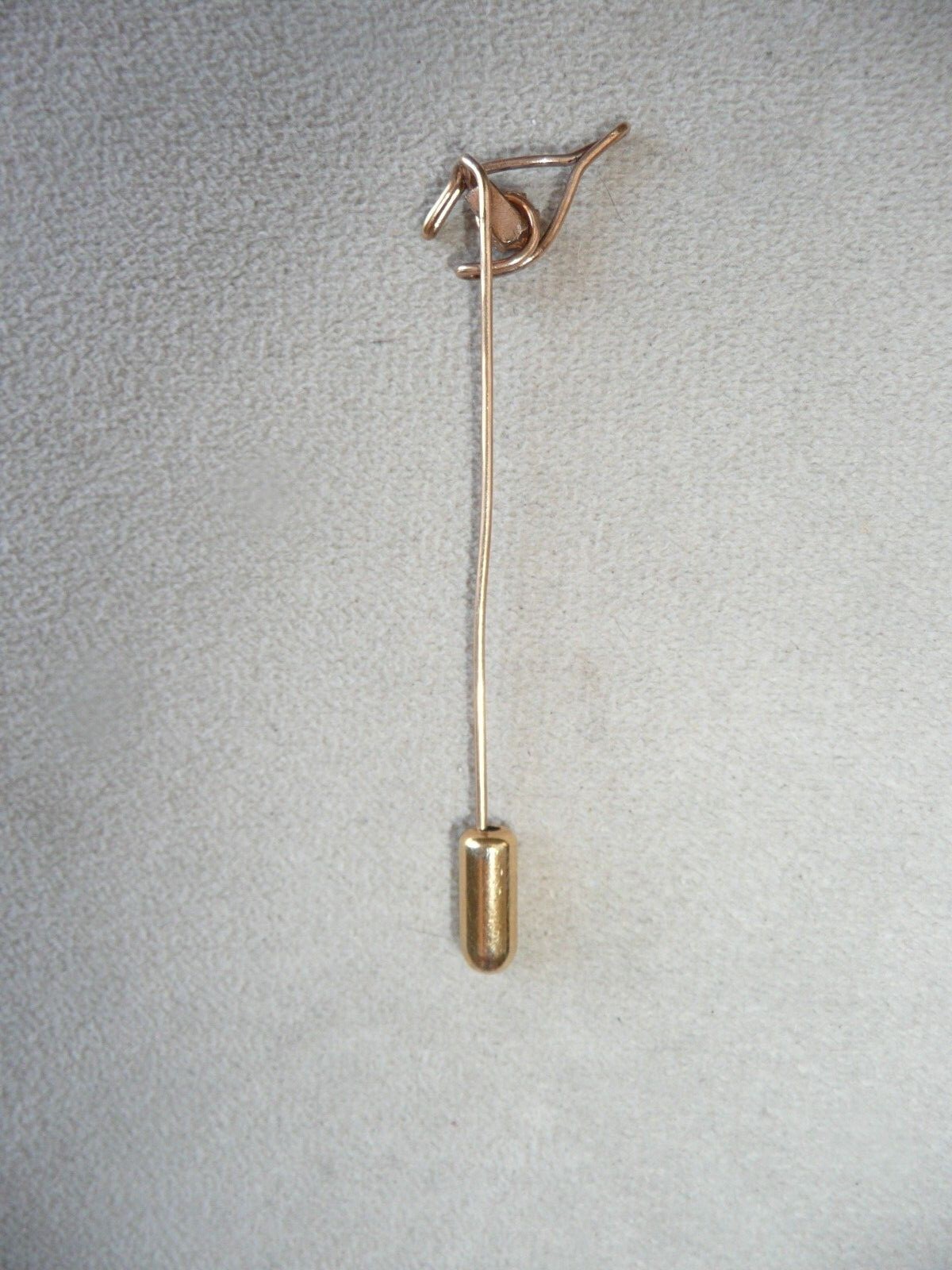 Antique 14k Gold Wishbone and Ruby Stick Pin - Gem