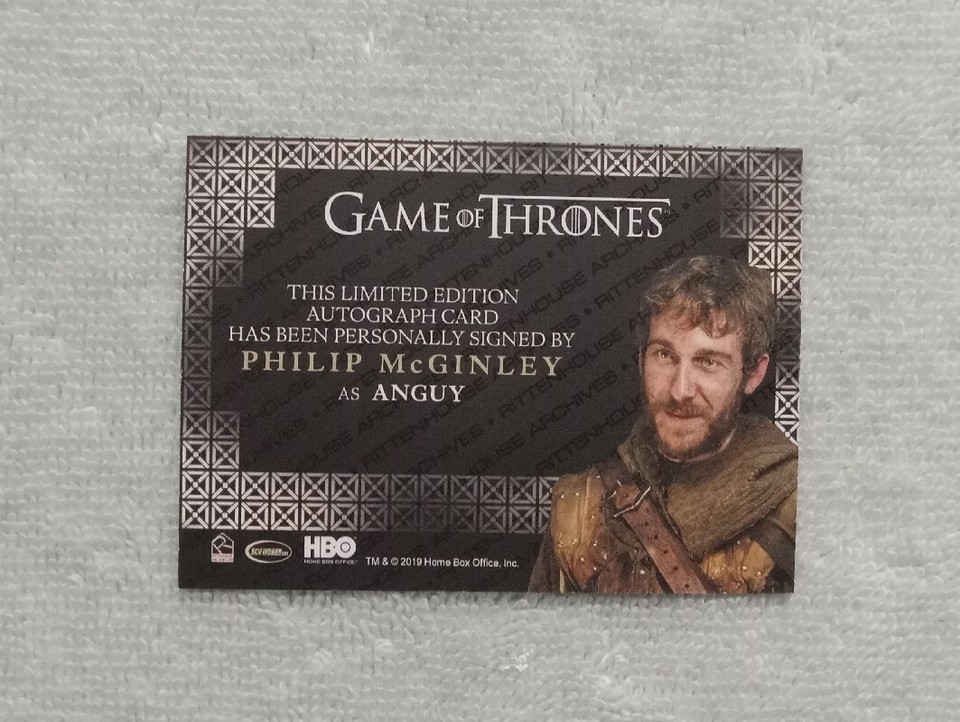 Rittenhouse Game of Thrones Philip McGinley Anguy Auto Autograph w/ Top ...