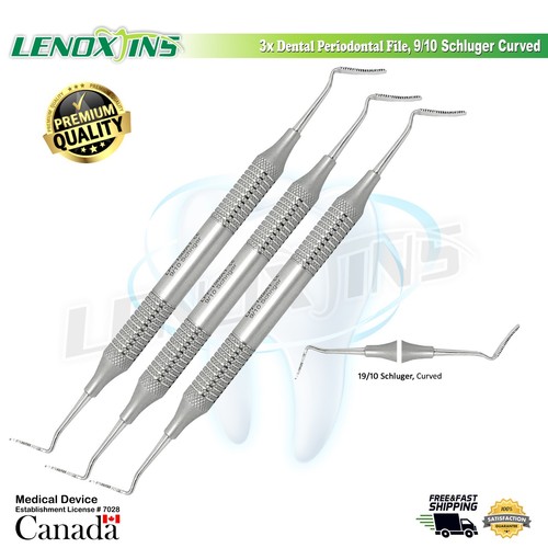 3X Dental Periodental File 9/10 Schluger Curved, German SS, CE | eBay